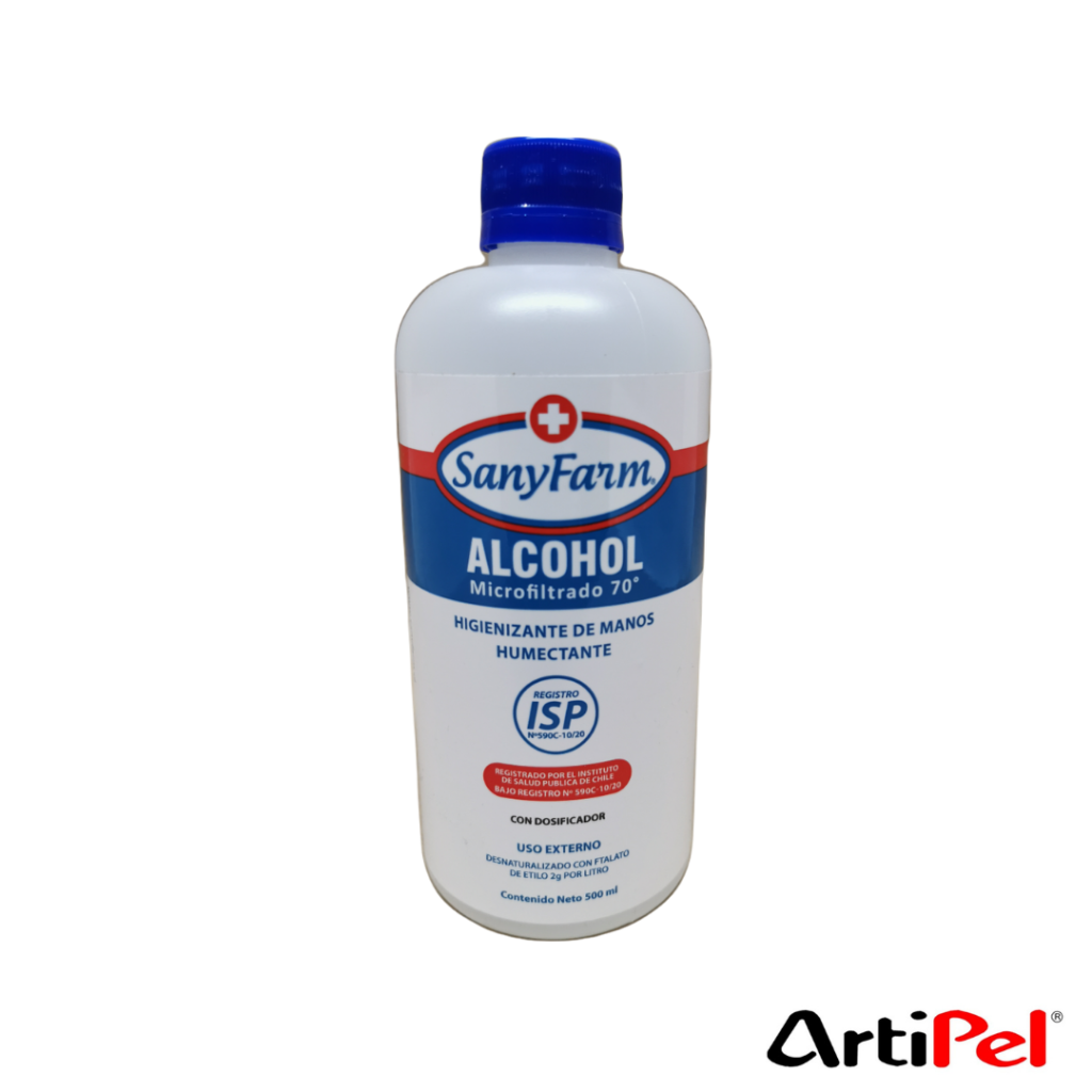 ALCOHOL SANYFARM 70° MICROFILTRADO 500 ml. - ArtiPel